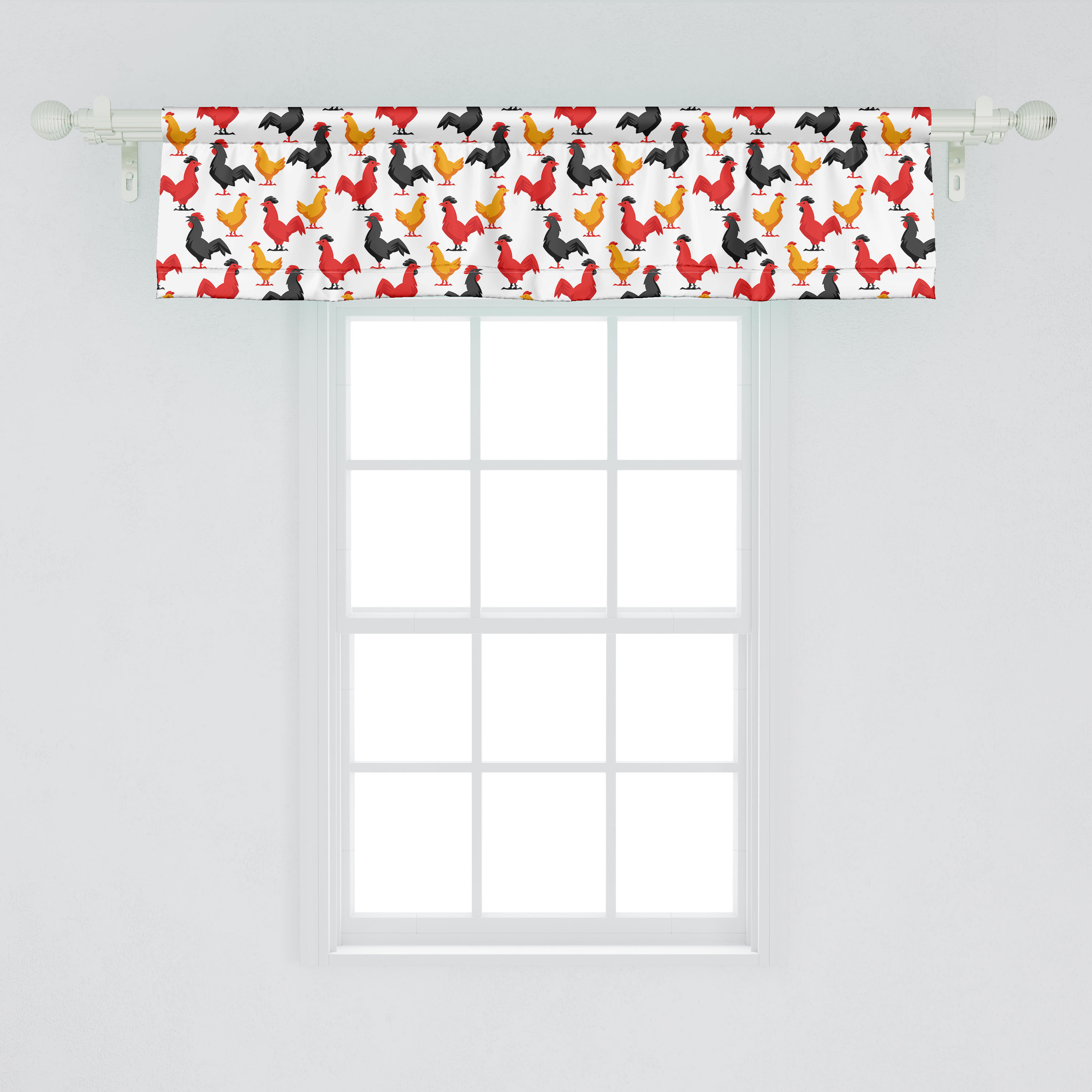 Ambesonne Rooster Valance Pack of 2 Farm Animal Bird Pattern 54 ...
