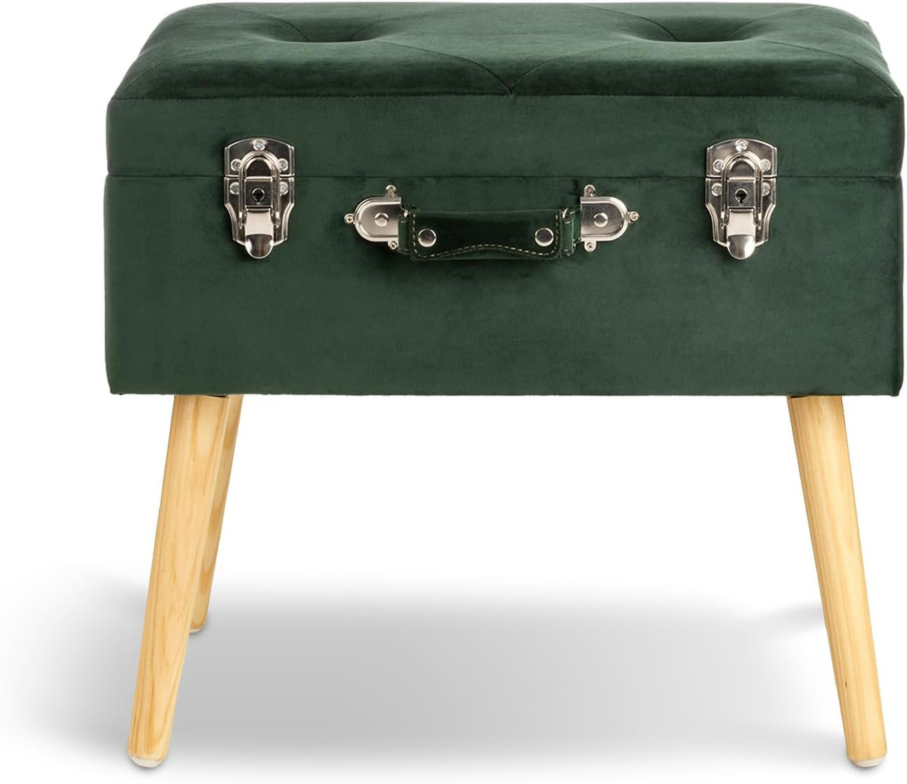 Everly Quinn Velvet Footstool with Storage, Vanity Footrest Seat Stool ...