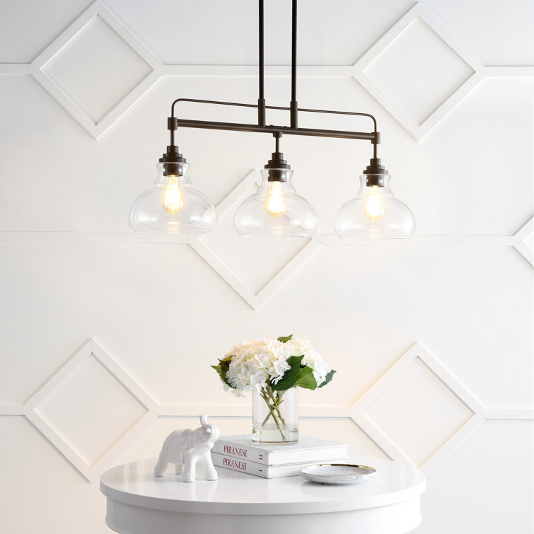 Longshore Tides Alsadig 3 - Light Oil Rubbed Bronze/Clear Pendant | Wayfair