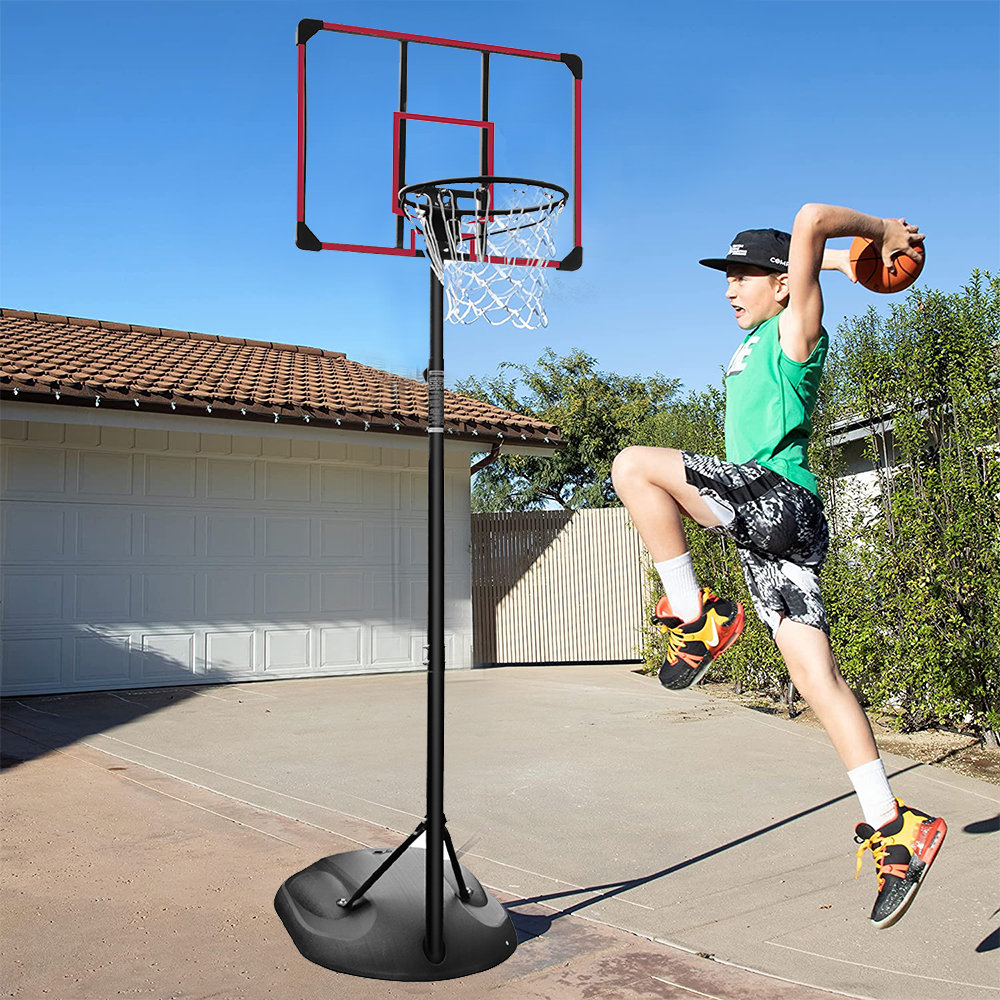 MOLAMOLA Adjustable Height Portable Steel Outdoor Full-Size Basketball ...