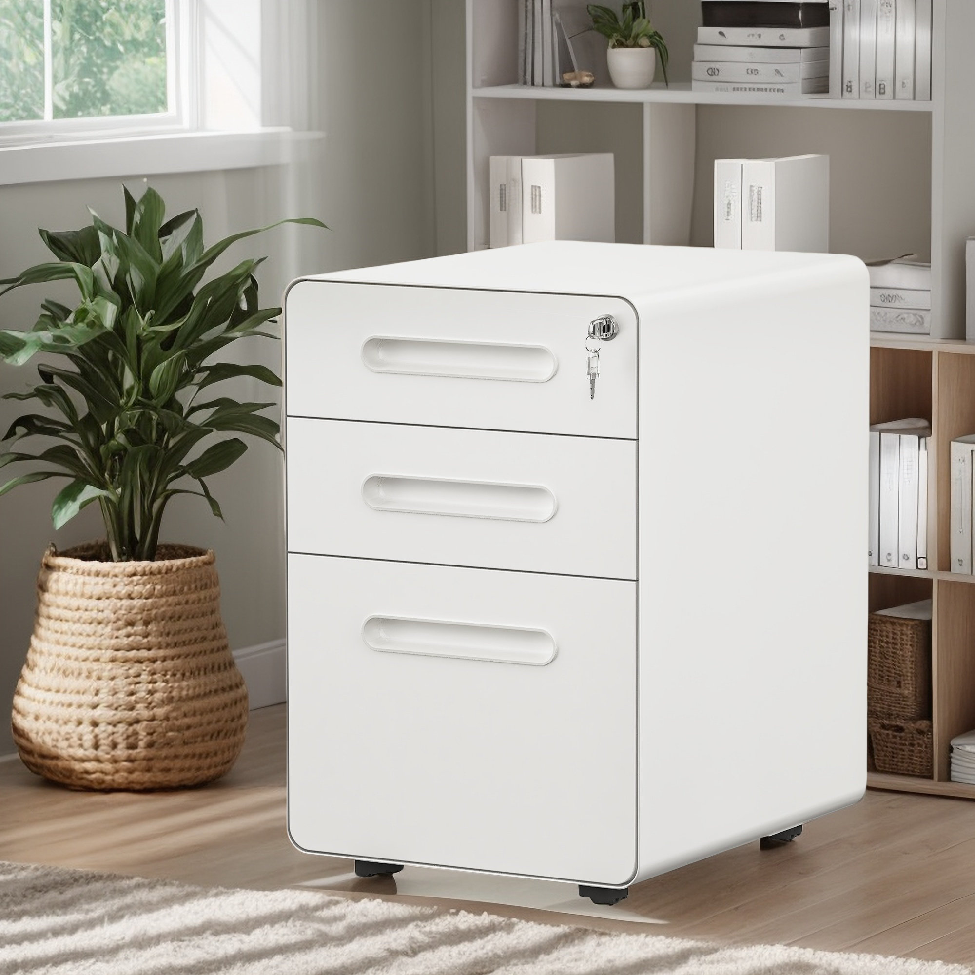 Inbox Zero 15.3" W 3 Drawer Lockable Mobile Steel Vertical Filing ...