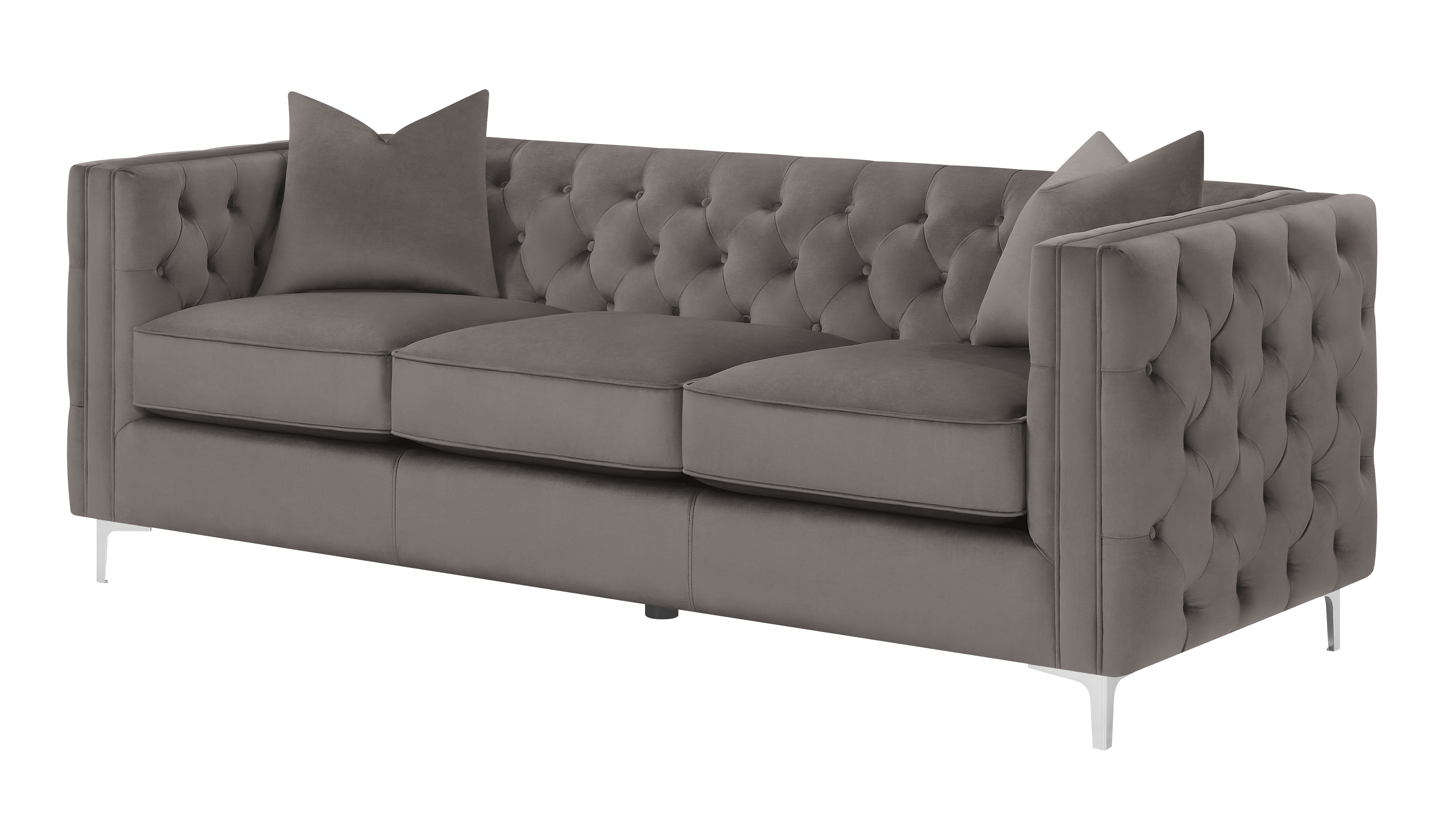 Everly Quinn Urban Bronze Tuxedo Arms Sofa with Reversible Cushions ...