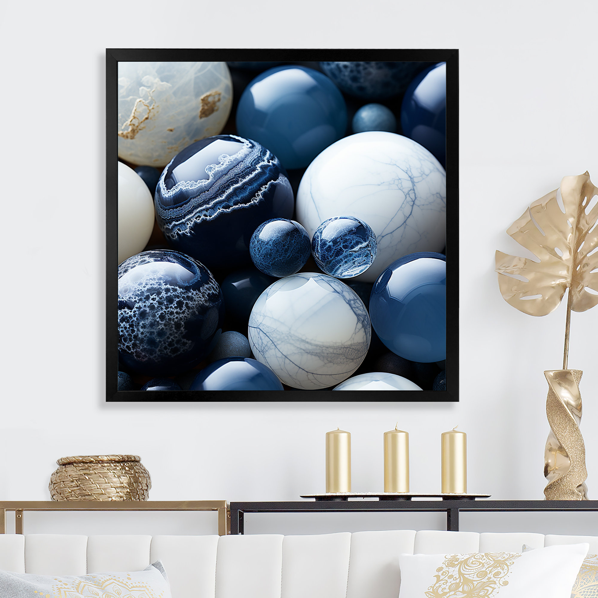 Wrought Studio™ White And Blue Sapphire Sphere - Stone Geode Wall Art ...