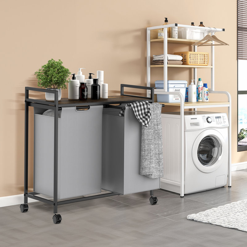 17 Stories Rolling Laundry Hamper And Waste Basket Set with Handles ...