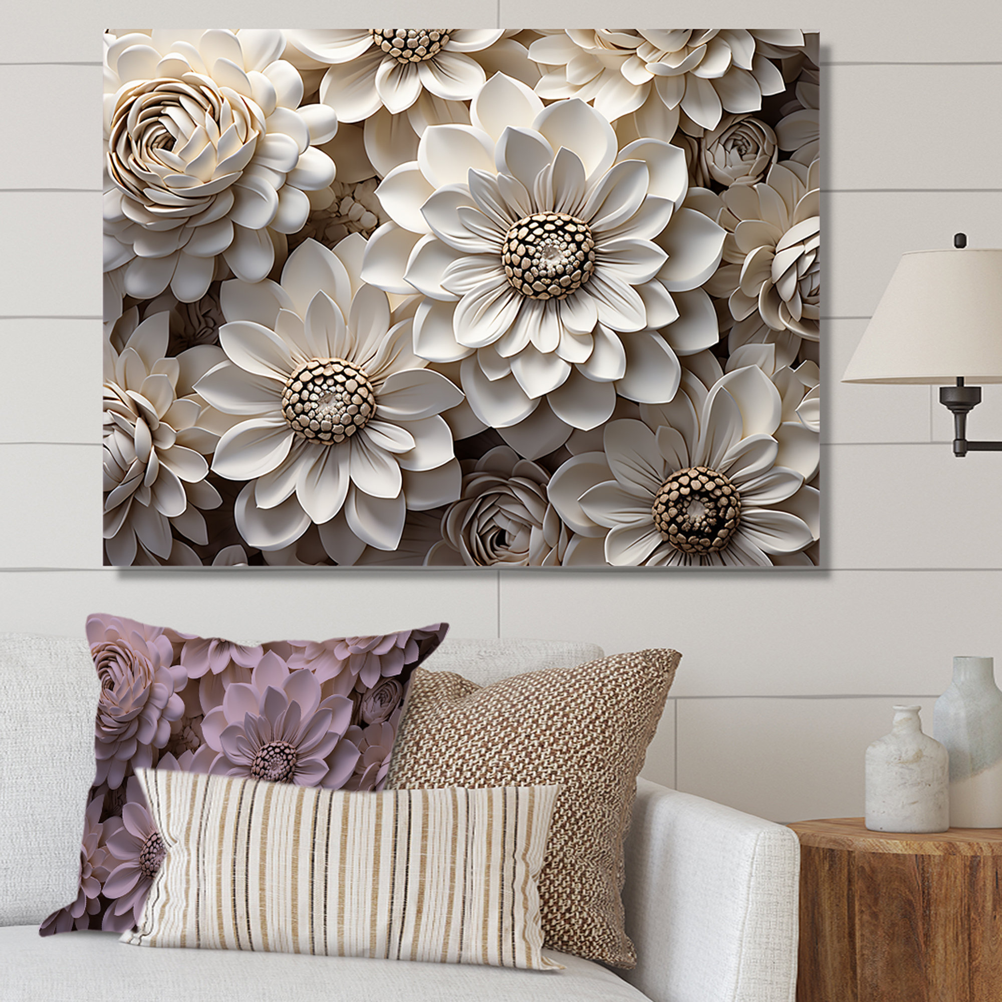 Winston Porter Transparent Depiction Of White Zinnias - Zinnias Wall ...