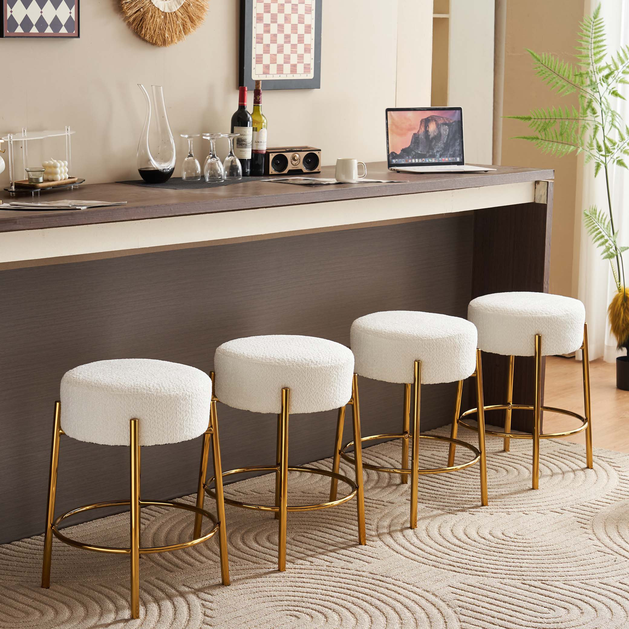 Latitude Run® Round Stools, upholstered dining stools for kitchens ...