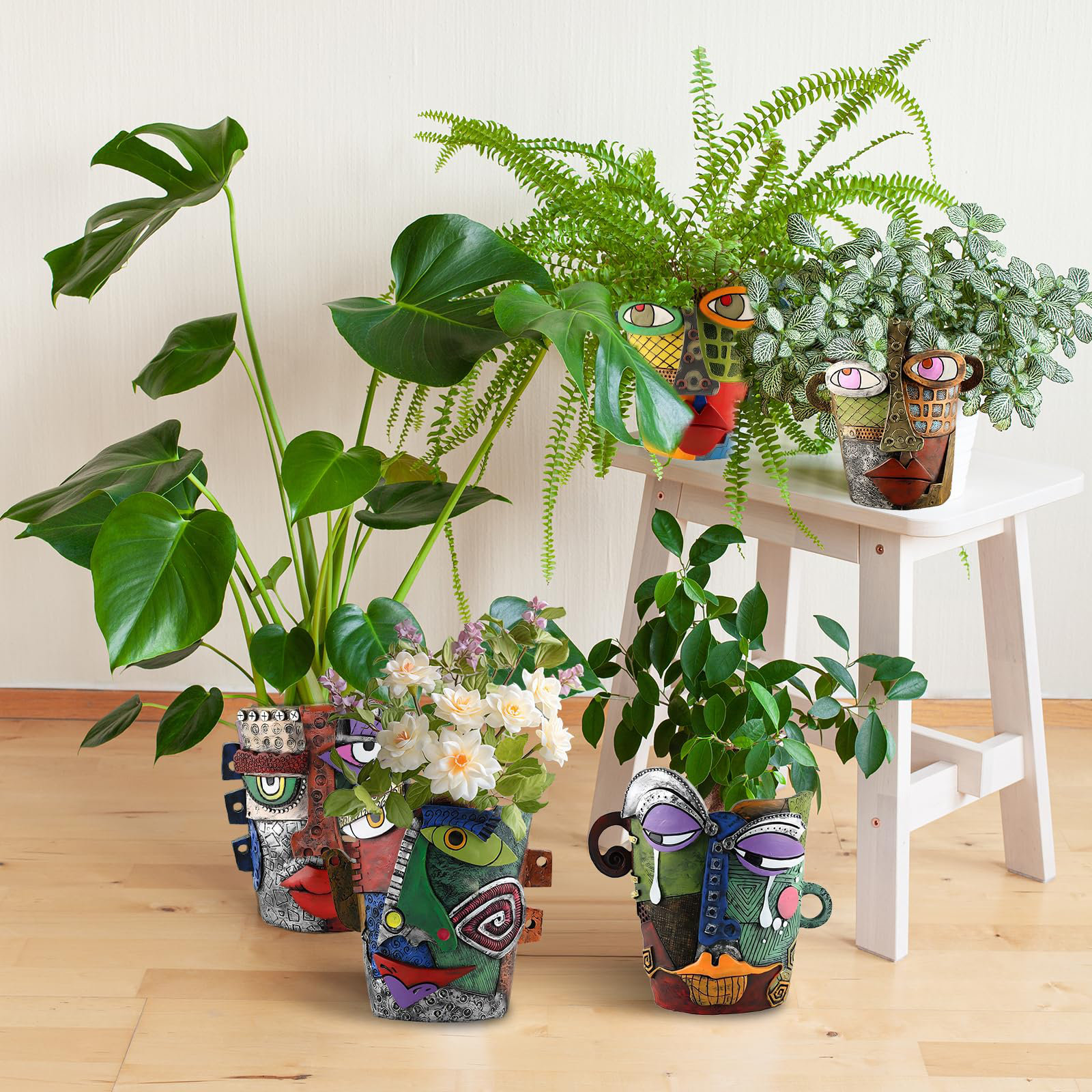 Ivy Bronx Brutalist Abstract Face Planters Pots, Unique Abstract Flower ...