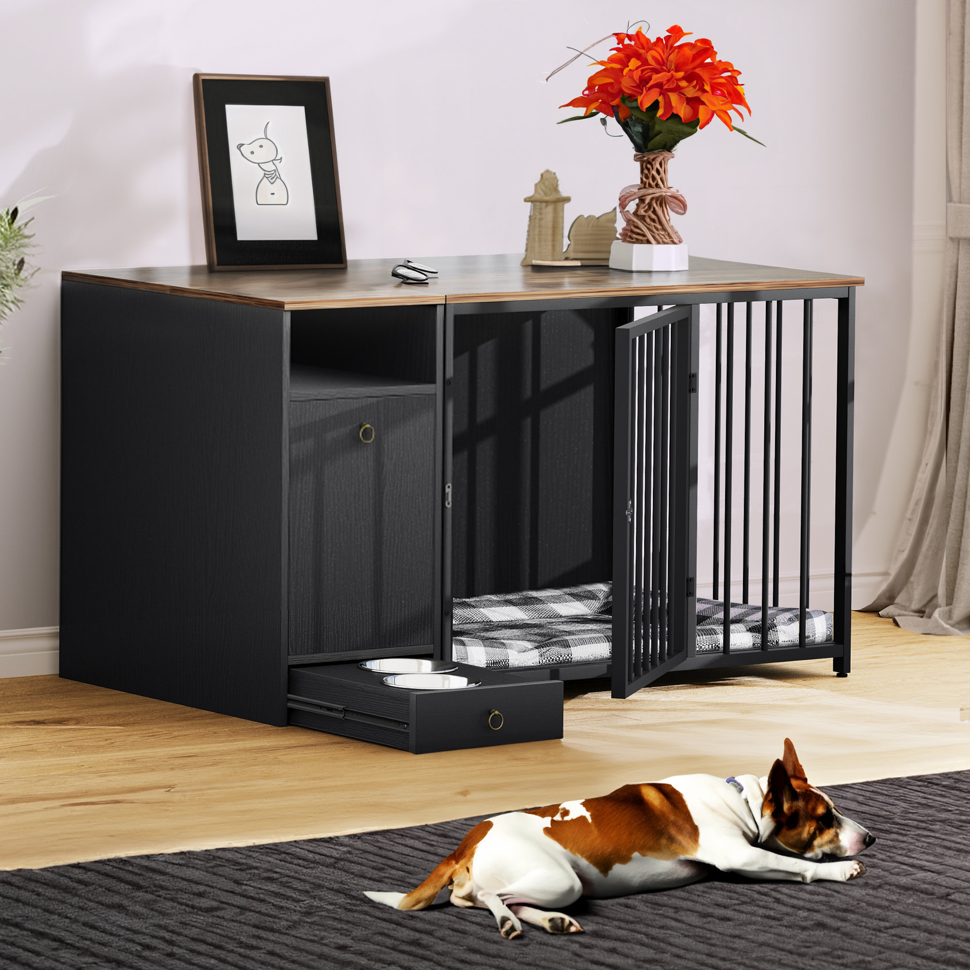 Tucker Murphy Pet™ Eckhold 2-in-1 Furniture-style Wood Pet Crate | Wayfair