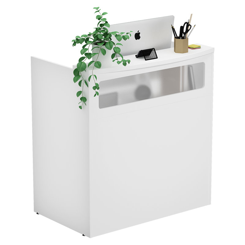 Inbox Zero Nikiforos Rectangle Manufactured Wood Reception Desk | Wayfair