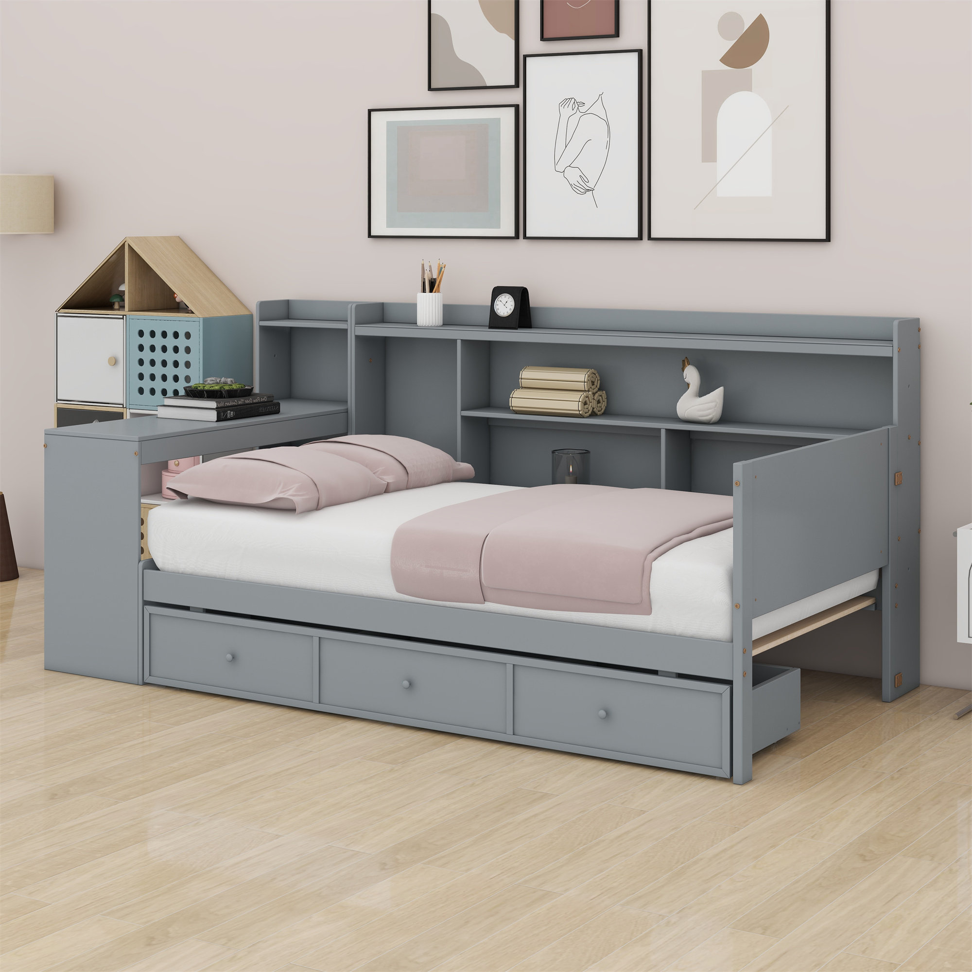 Red Barrel Studio® Daybed With 3 Drawers, USB Ports And Desk | Wayfair