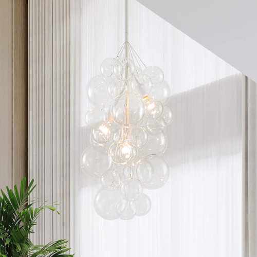 Ivy Bronx Lelaina 3 - Light Cluster Bubble Glass Chandelier & Reviews ...