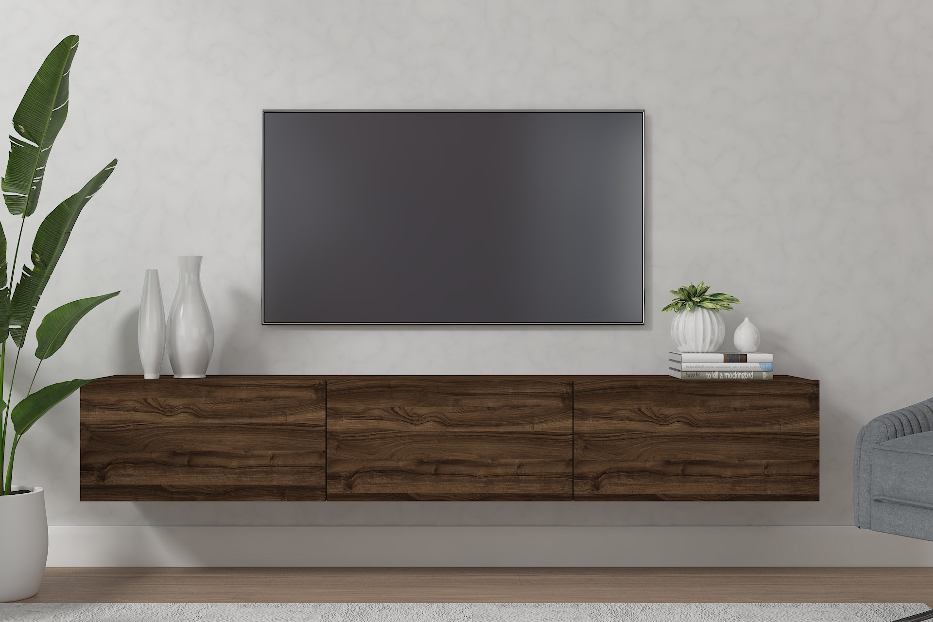 Wrought Studio™ Ozge Modern 71" Floating TV Stand with Storage Wall ...