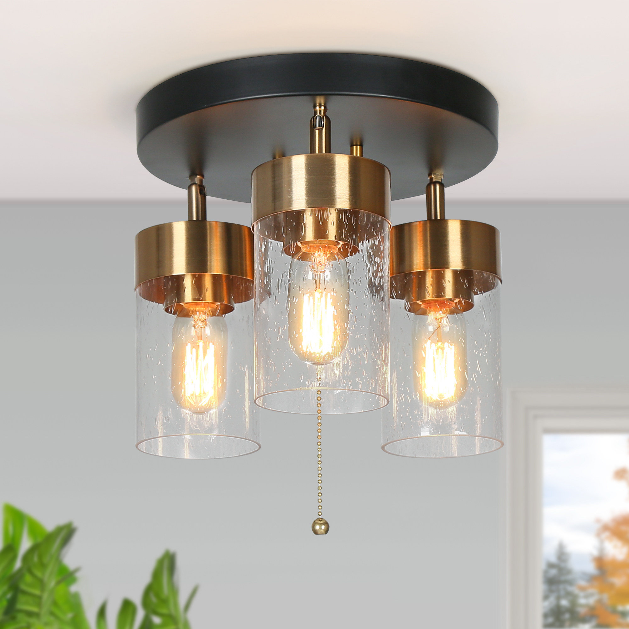 Everly Quinn Tevye 3 - Light 11'' Cluster Cylinder Semi Flush Mount ...