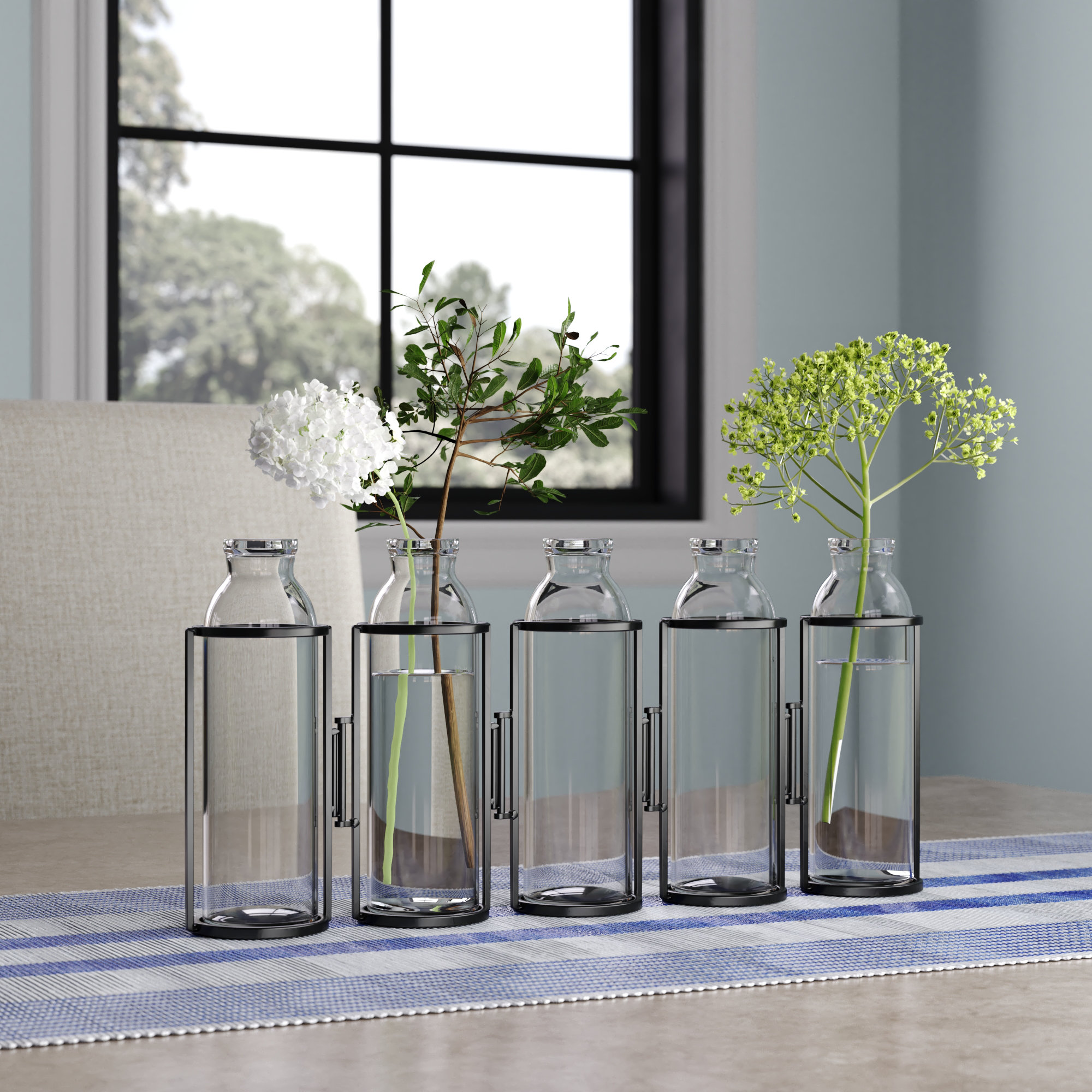 Three Posts™ Kovacs 5 Piece Clear/Black Glass Table Vase Set & Reviews ...