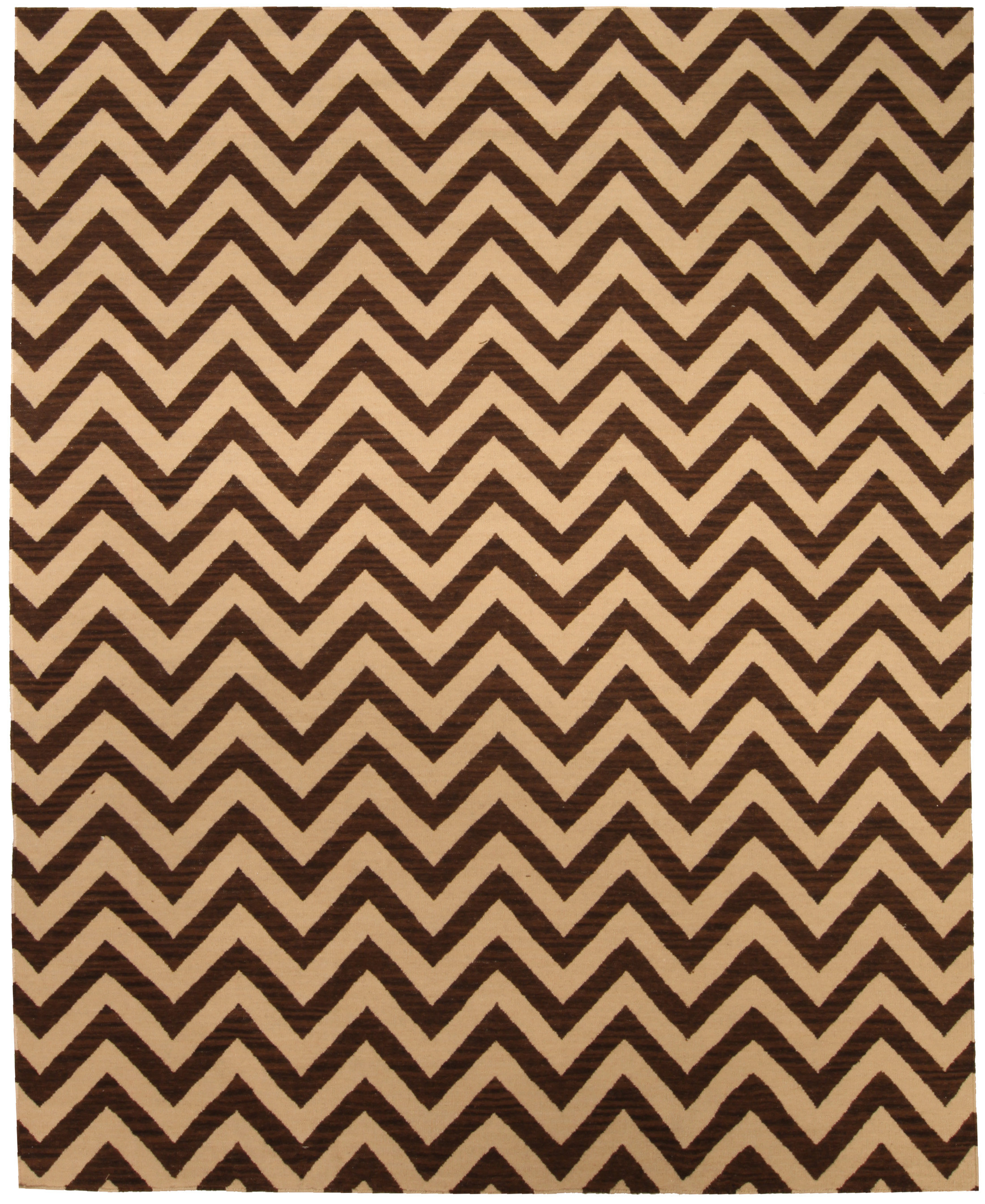 Doris Leslie Blau Modern 8X8 Zig-Zag Design Handmade Wool Rug in Brown ...