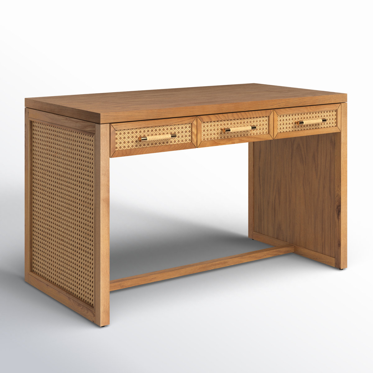 Butler Mesa Cane and Solid Wood 3-Drawer Writing Desk | Perigold