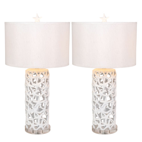 Highland Dunes Aloysuis Elegant Starfish White Table Lamps - 3 Way ...