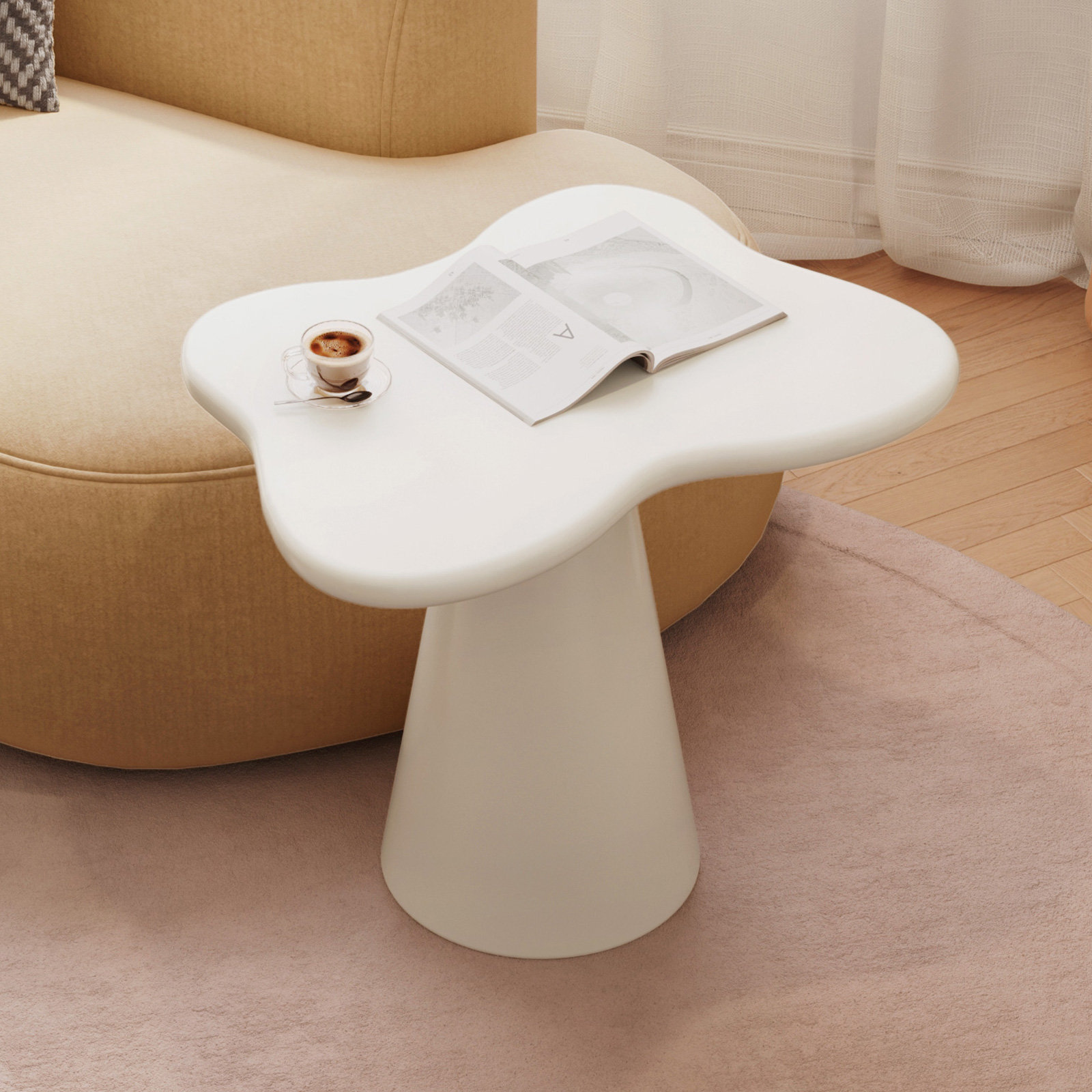 Metro Lane Cream White Butterfly-Shaped Side Table - Irregular End ...