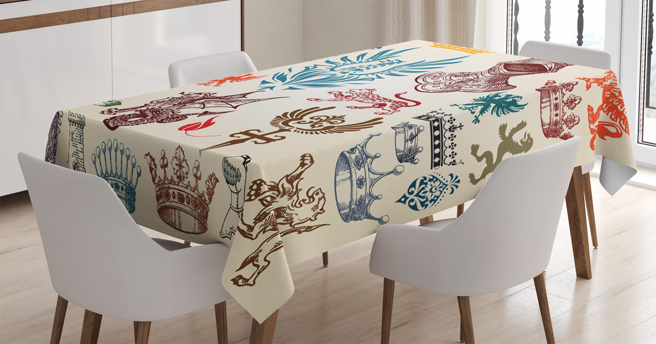East Urban Home Medieval Tablecloth, Medieval Renaissances Retro Style ...