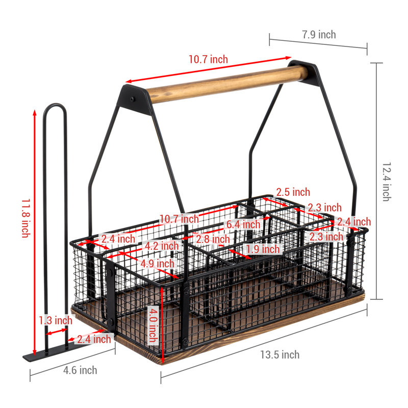 17 Stories 7 Slot Carrying Camping Picnic Basket with Handle | Wayfair