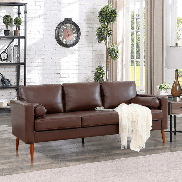 George Oliver Jaidenn 78'' PU Leather Couch | Wayfair