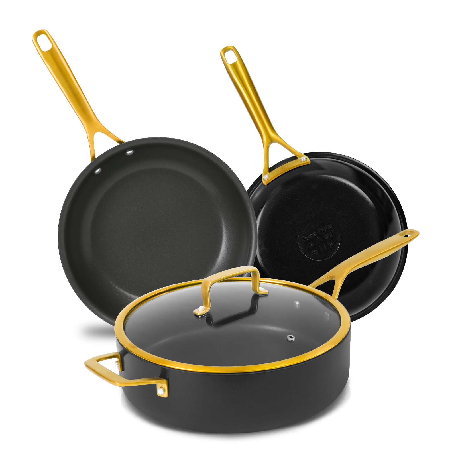PANA POTA Ultra Gold 4 - Piece Hard Anodized Nonstick Cookware Set ...