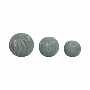 Sagebrook Home Set Of 3 Ceramic Orbs With Wavy Design – Modern ...