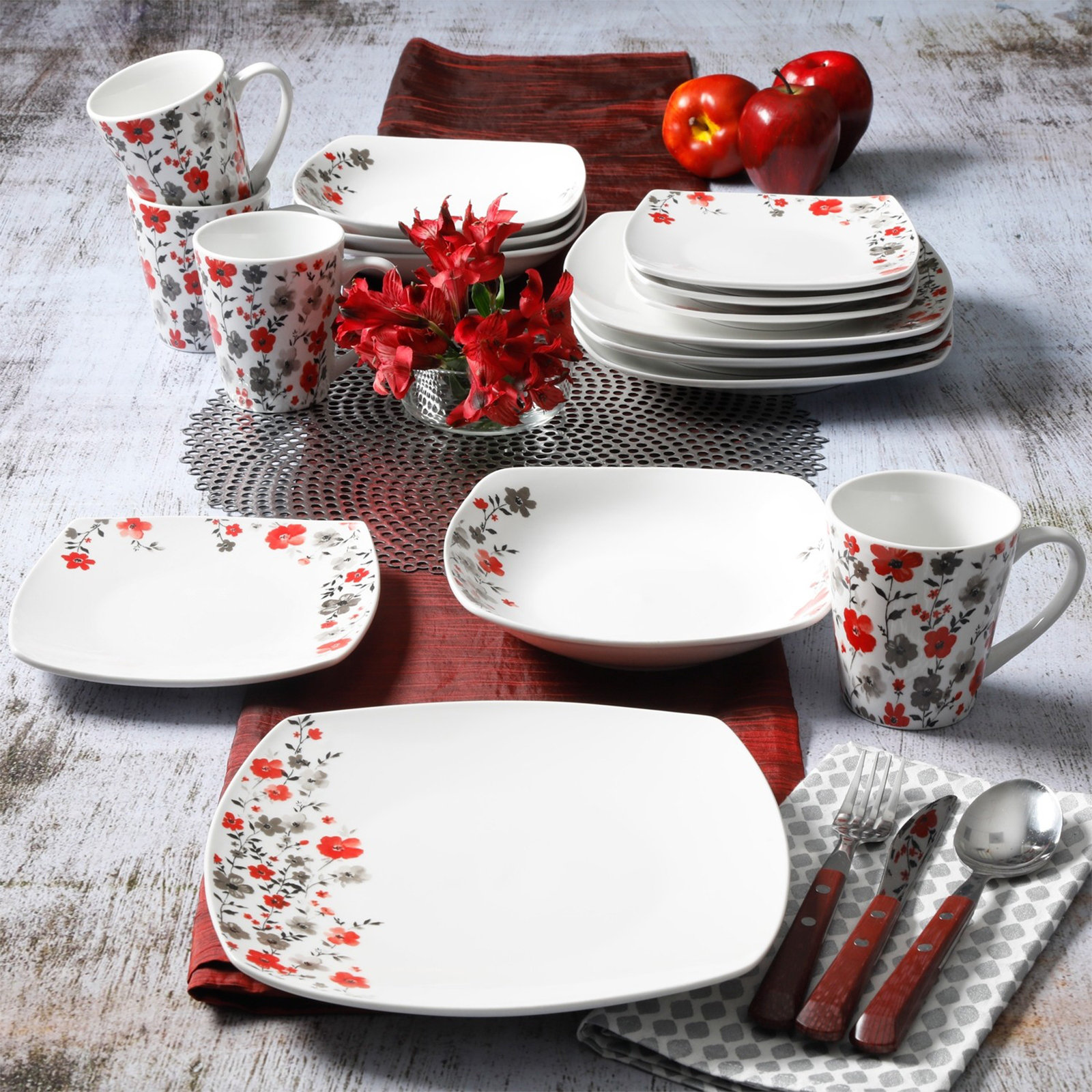 Gibson Home Rosetta 16 Piece Dinnerware Set, Service for 4 & Reviews ...