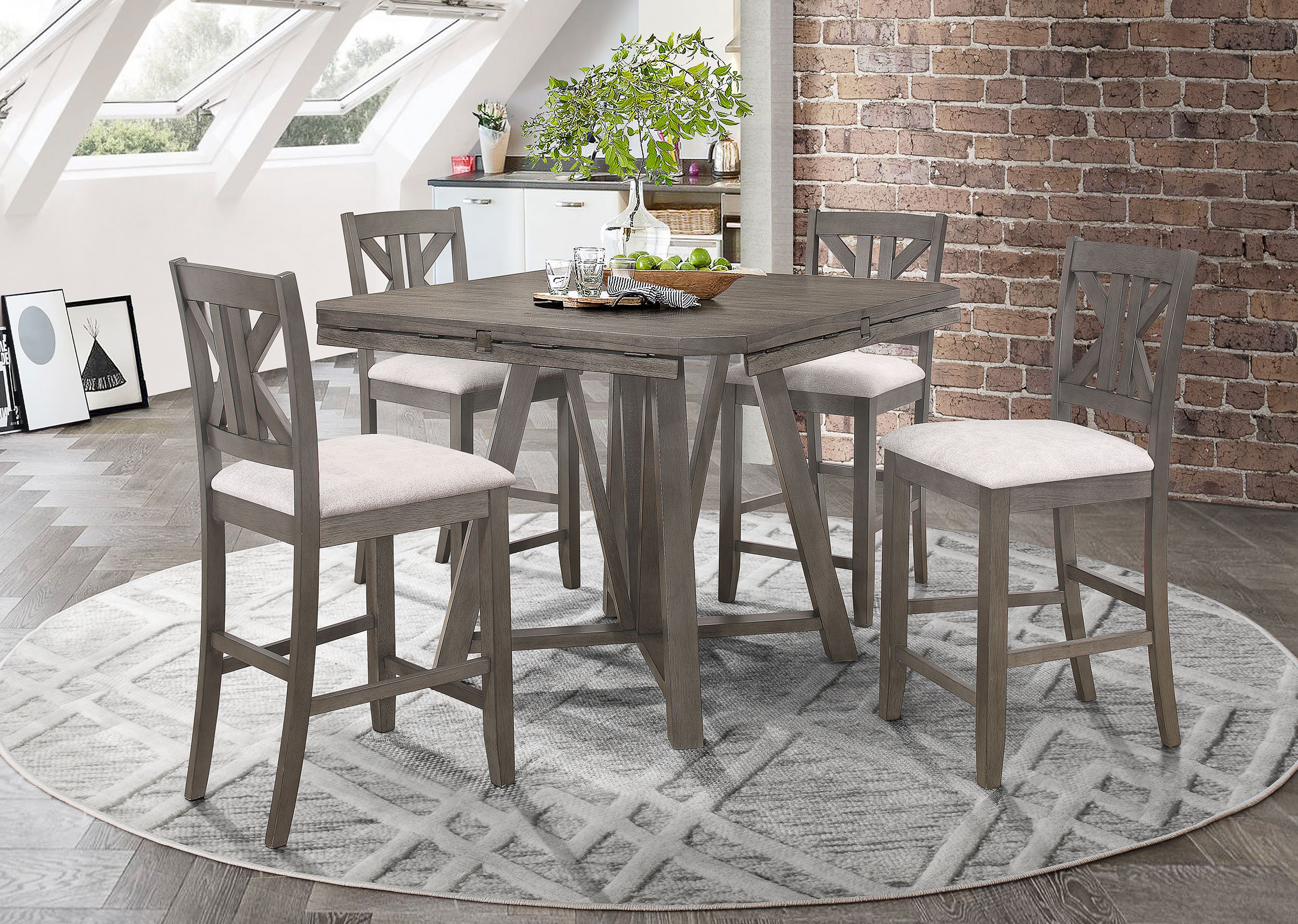 Rosalind Wheeler Baker 5-Piece Drop Leaf Counter Height Dining Set Barn ...