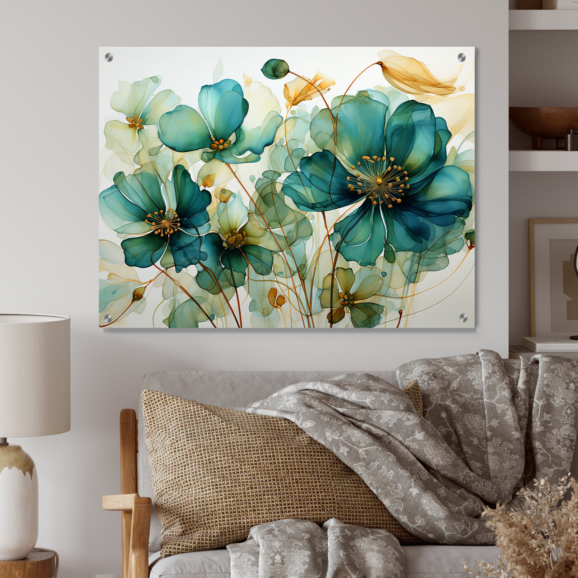 Lark Manor™ Teal Green Organic Growth - Abstract Botanicals Acrylic ...