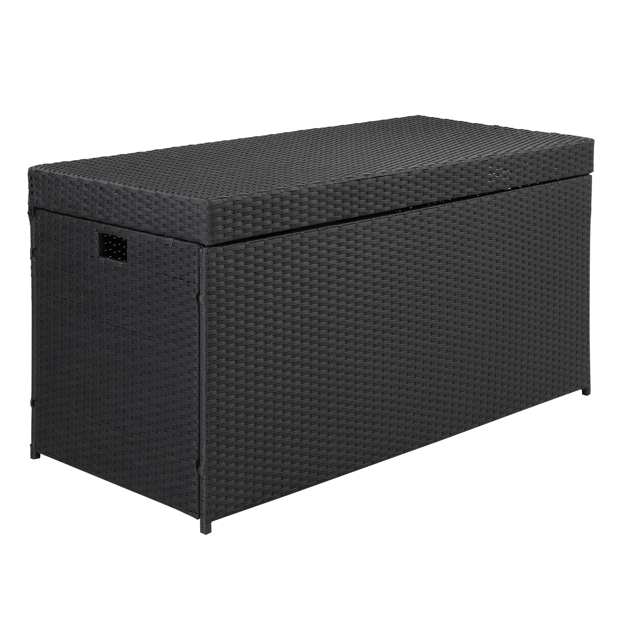 Senbabe 132 Gallon Rattan Wicker Resin Patio Deck Storage Box Bench ...
