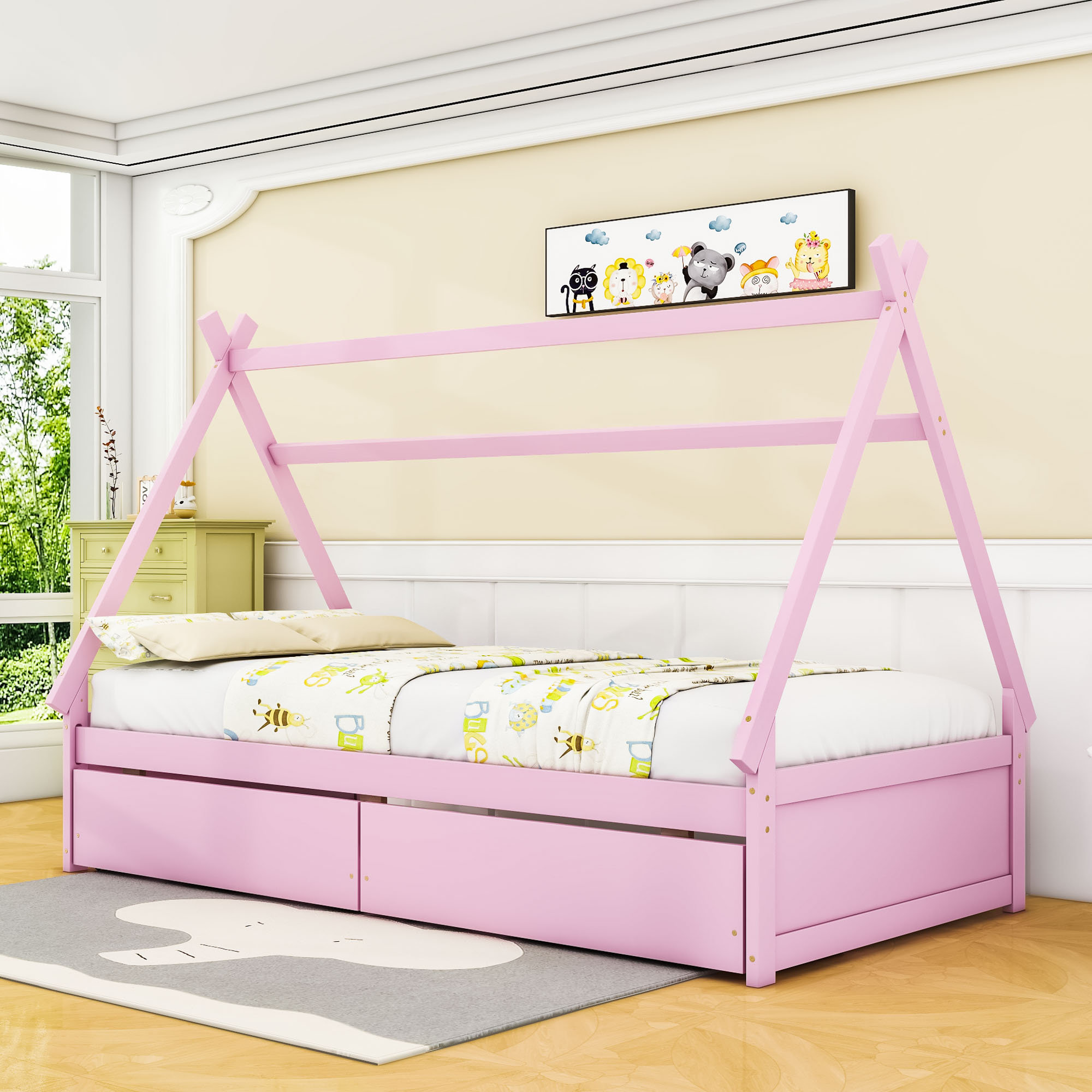 Redwood Rover Varney Twin 2 Drawer Wood House Platform Bed | Wayfair