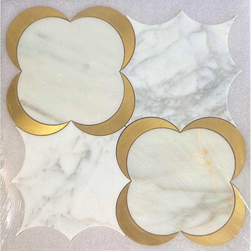 ES Stone Water Jet 15" x 15" Marble Mosaic Tile | Perigold