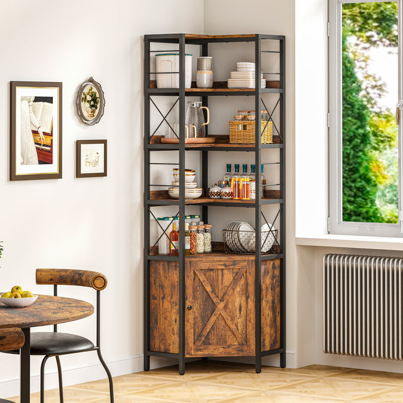 17 Stories 78.1" Corner Bookcase With Doors & Reviews | Wayfair