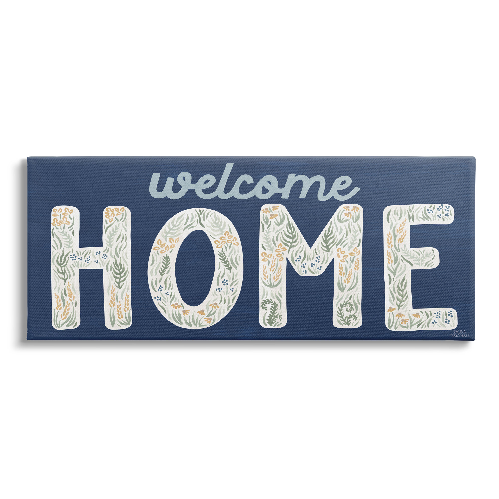 Stupell Industries Floral Welcome Phrase Canvas Wall Art Design by ...