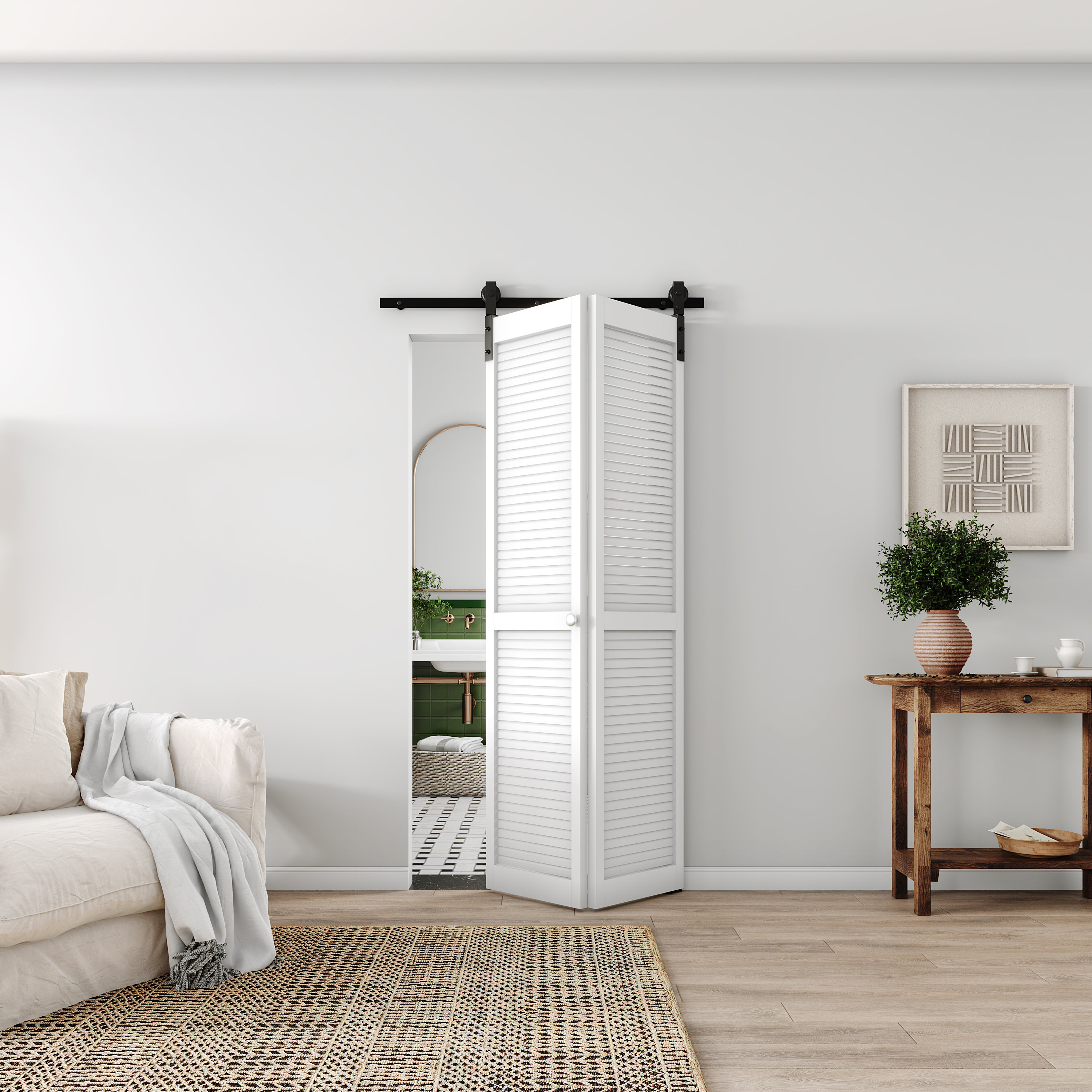 CHIC MODE Louver Bi-fold Barn Door Finished Interior Doors Slab with ...