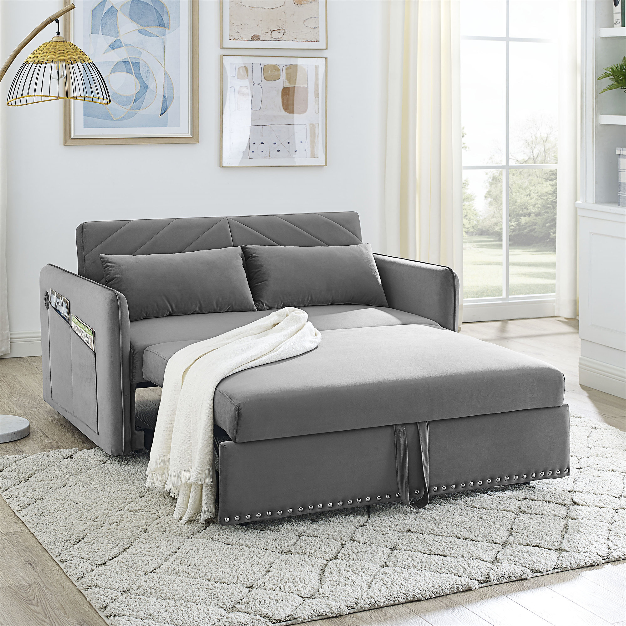 Winston Porter MH" Sleeper Sofa Bed W/USB Port | Wayfair