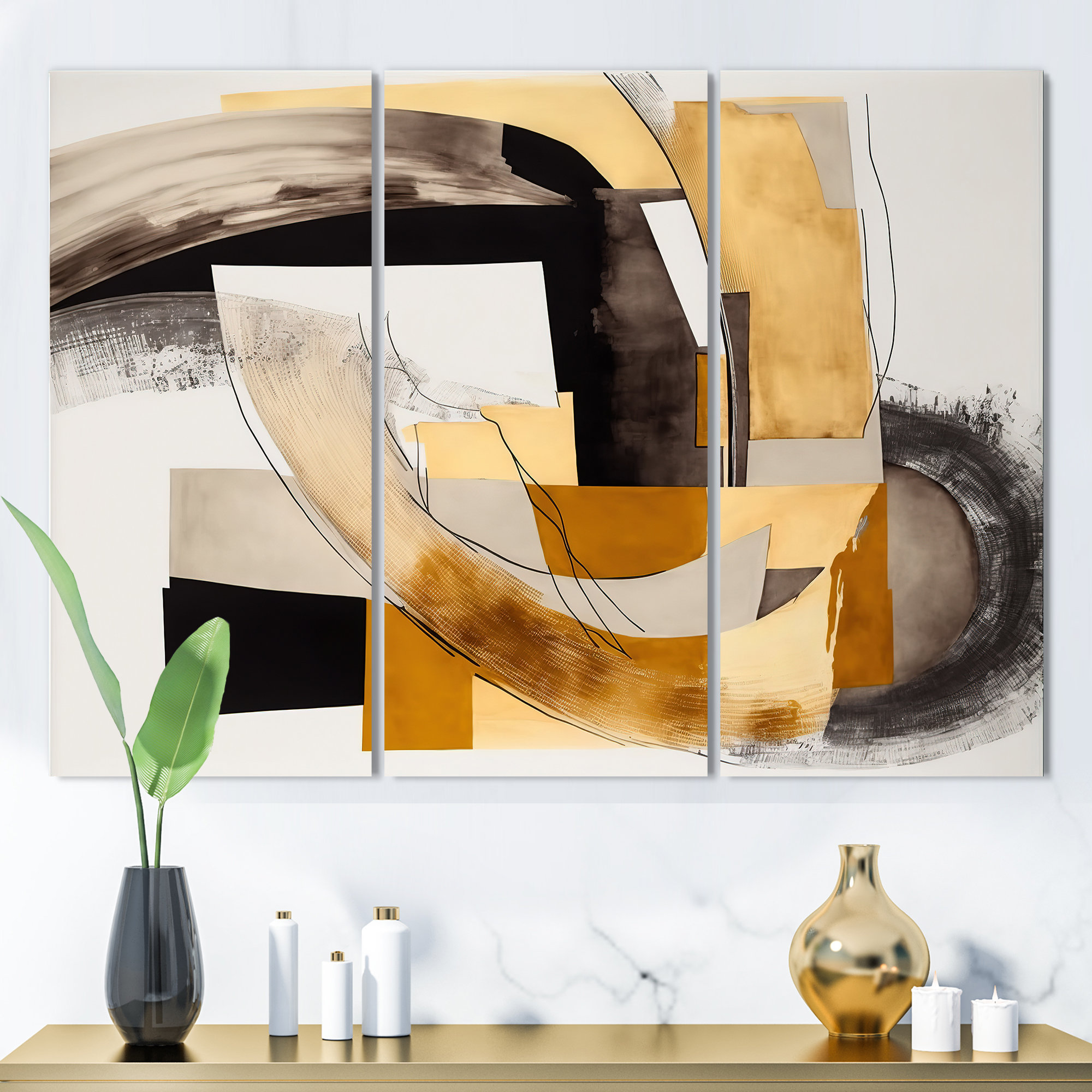 Ivy Bronx Glam Art Deco Abstract IV - Modern Canvas Wall Art Set | Wayfair