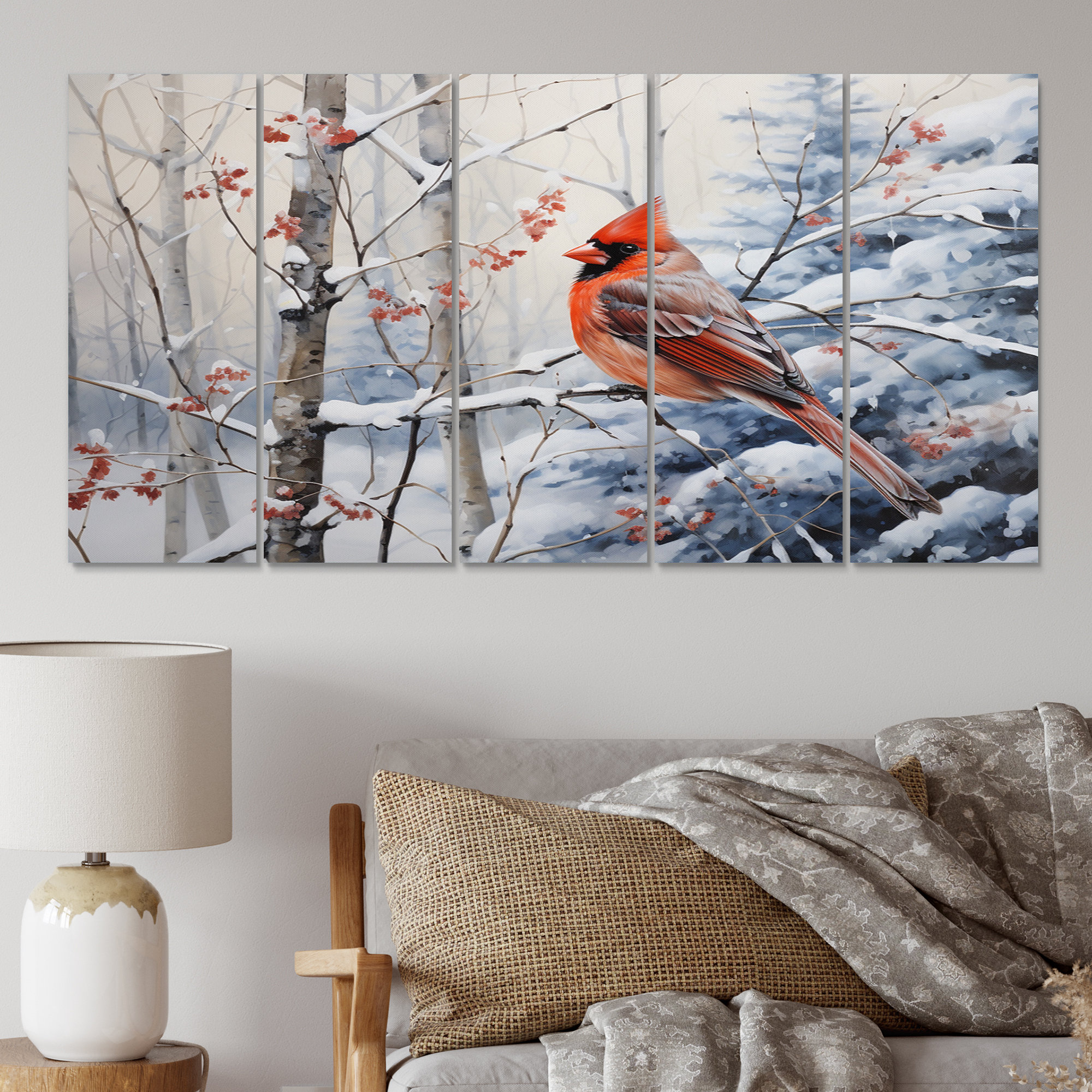 The Holiday Aisle® Canada Red Cardinal Bird Winter Wonderland I ...