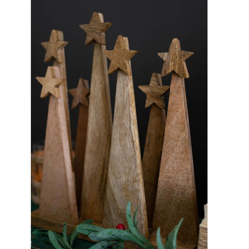 The Holiday Aisle® 7 Piece Wooden Christmas Trees on a Base | Wayfair