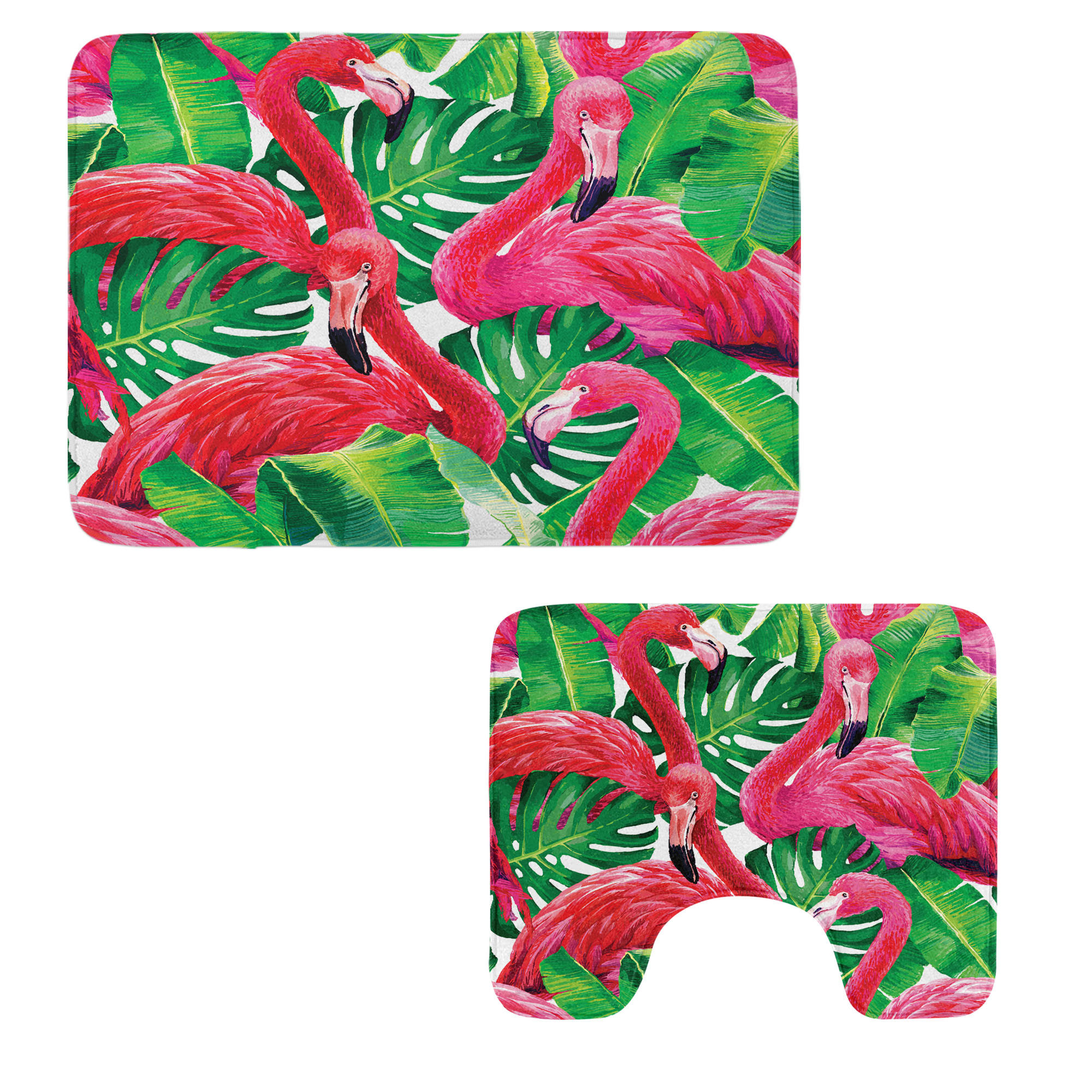 East Urban Home Flamingo Bathroom Rug Set 2 Pieces Rectangle & Contour ...