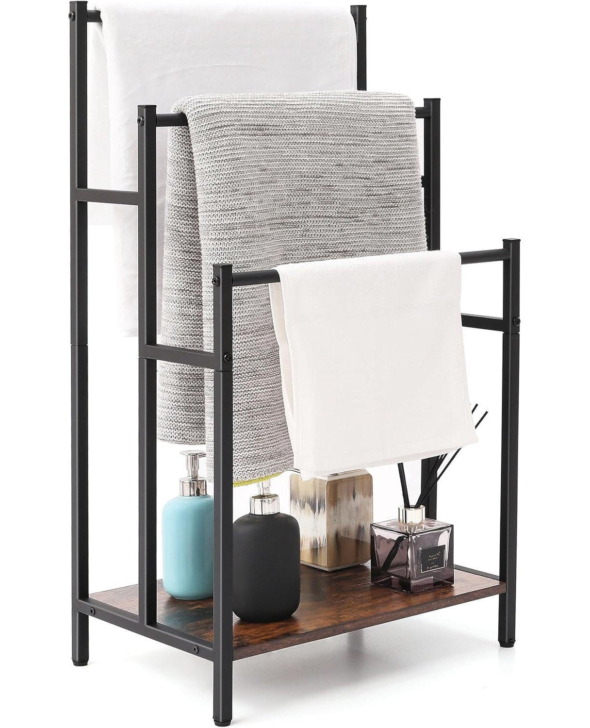 AZOPIR Freestanding Towel Rack Stand 3 Tier Blanket Ladder Holder Towel ...
