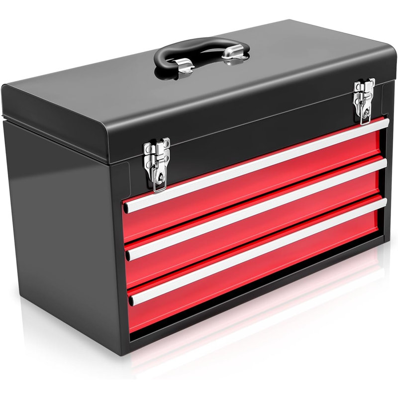 Latitude Run® Steel Portable Tool Box - 3 Drawer | Wayfair