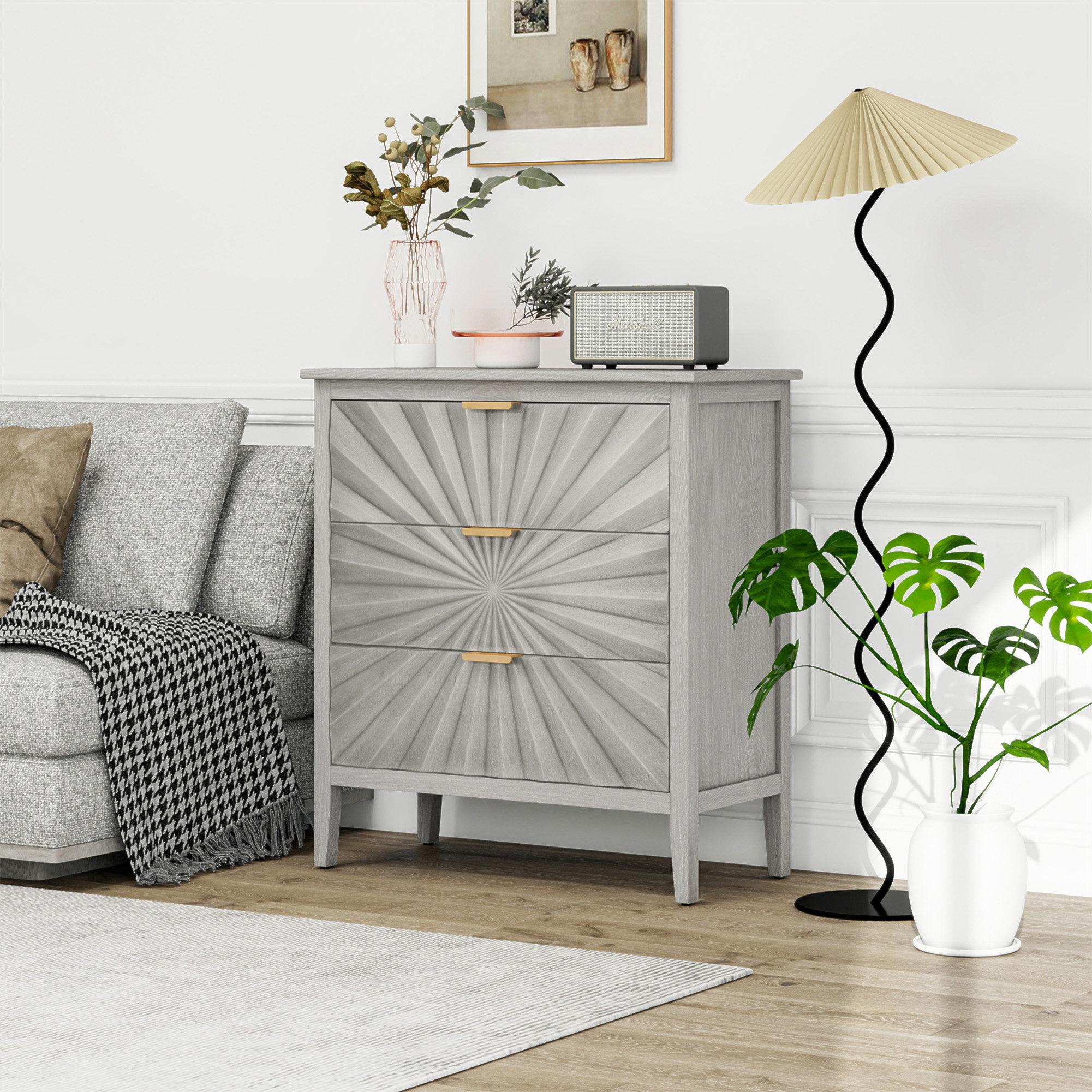 Winston Porter Three Drawer Storage Cabinet,Three Drawer Modern Dresser ...