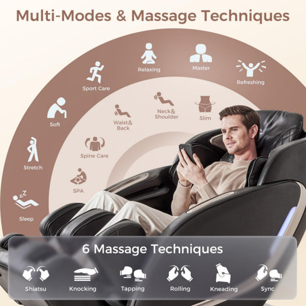 Inbox Zero Full Body Massage Chairs Zero Gravity Heating Recliner With ...