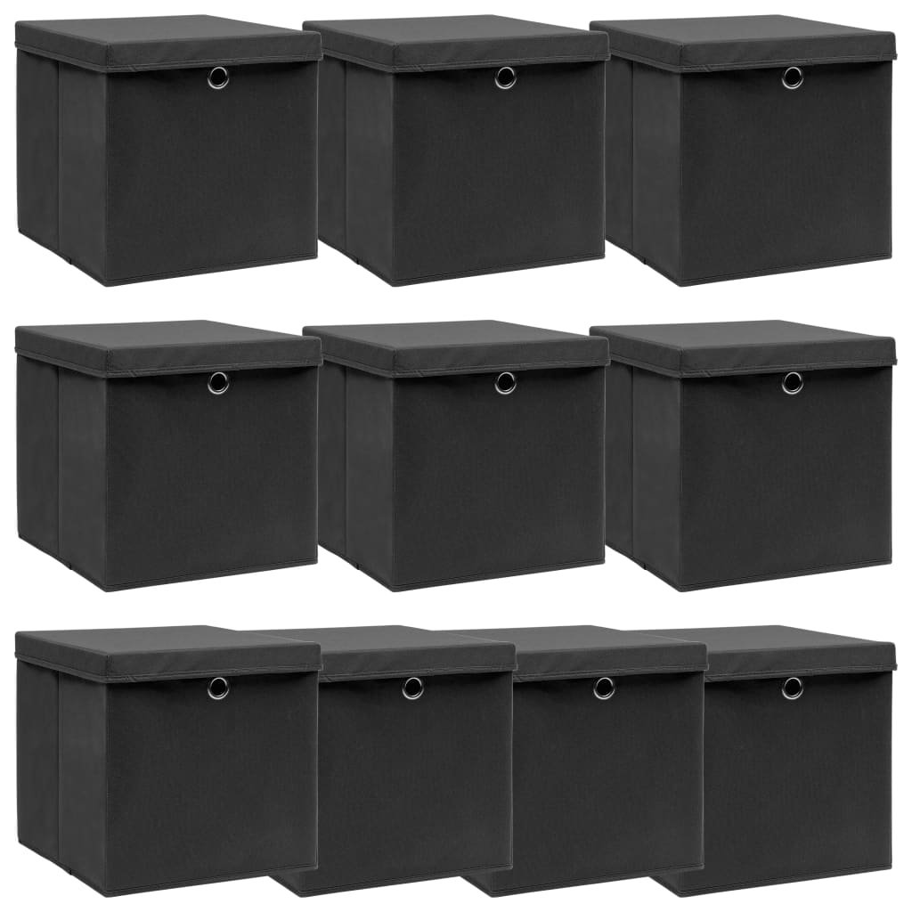 Rebrilliant Storage Boxes with Lids Black 32x32x32 cm Fabric | Wayfair ...
