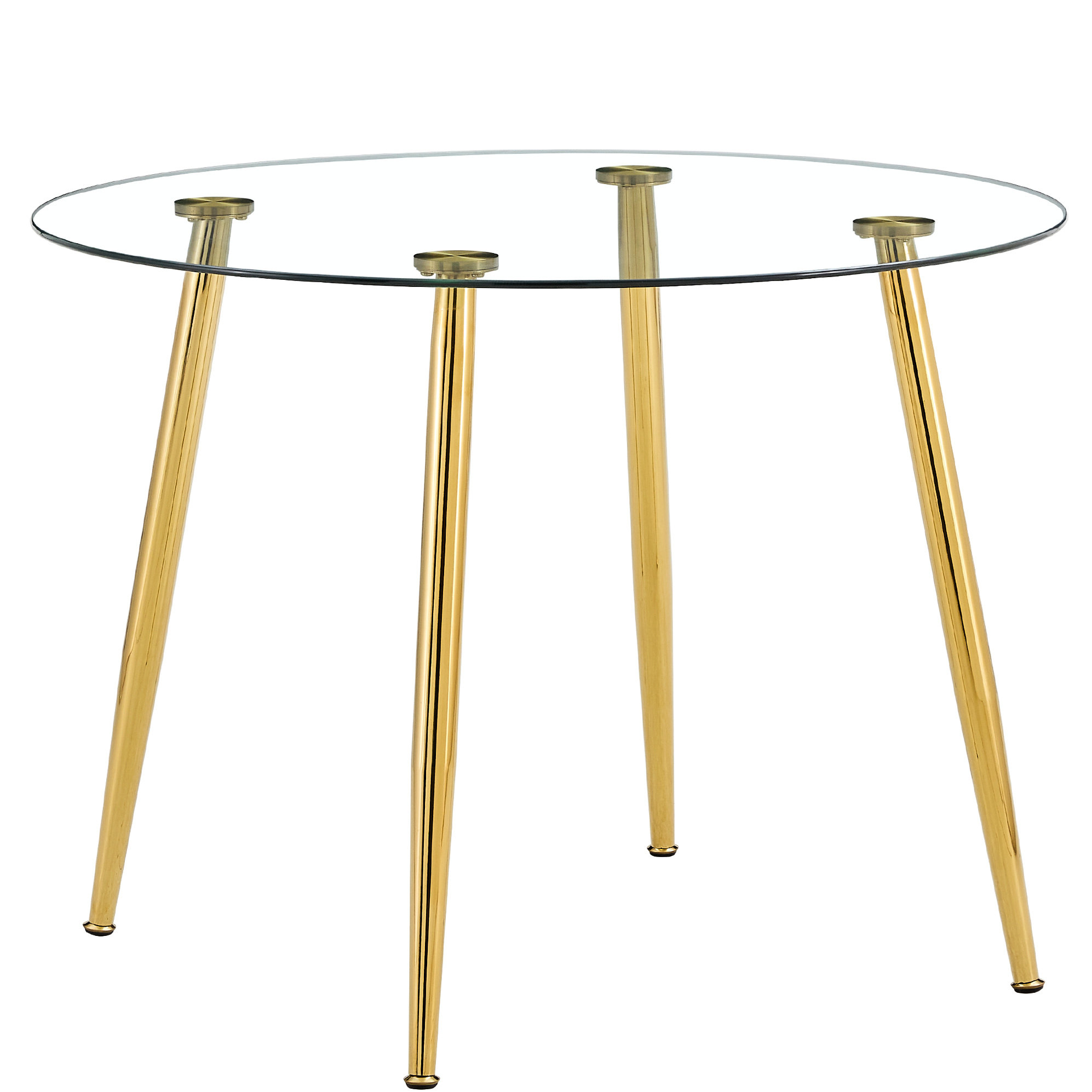 Wrought Studio 40-Inch Clear Tempered Glass Dining Table With Golden ...