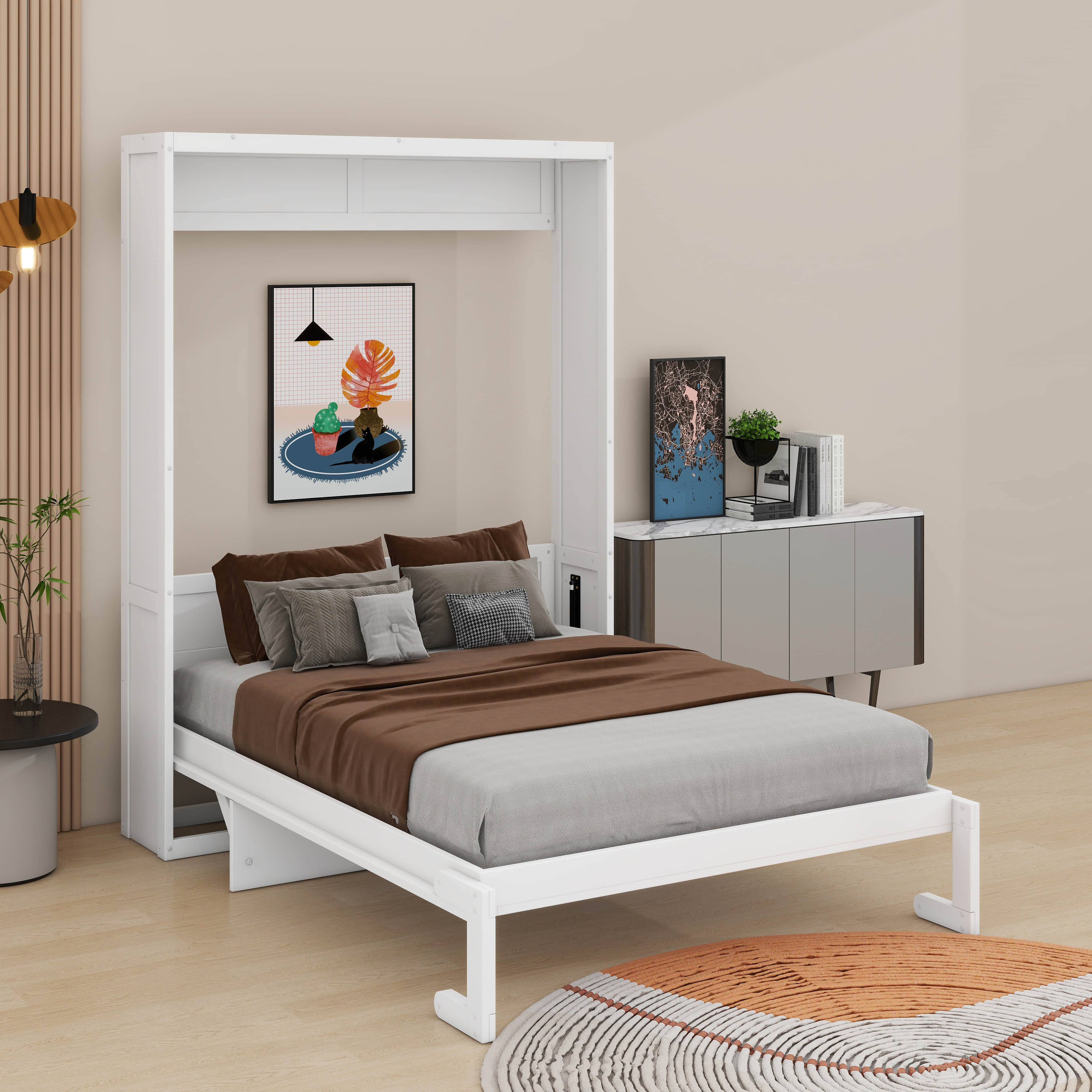 Red Barrel Studio Full Size Murphy Bed,61.5-Inch Cabinet Bed Folding Wall Bed - Wayfair Canada