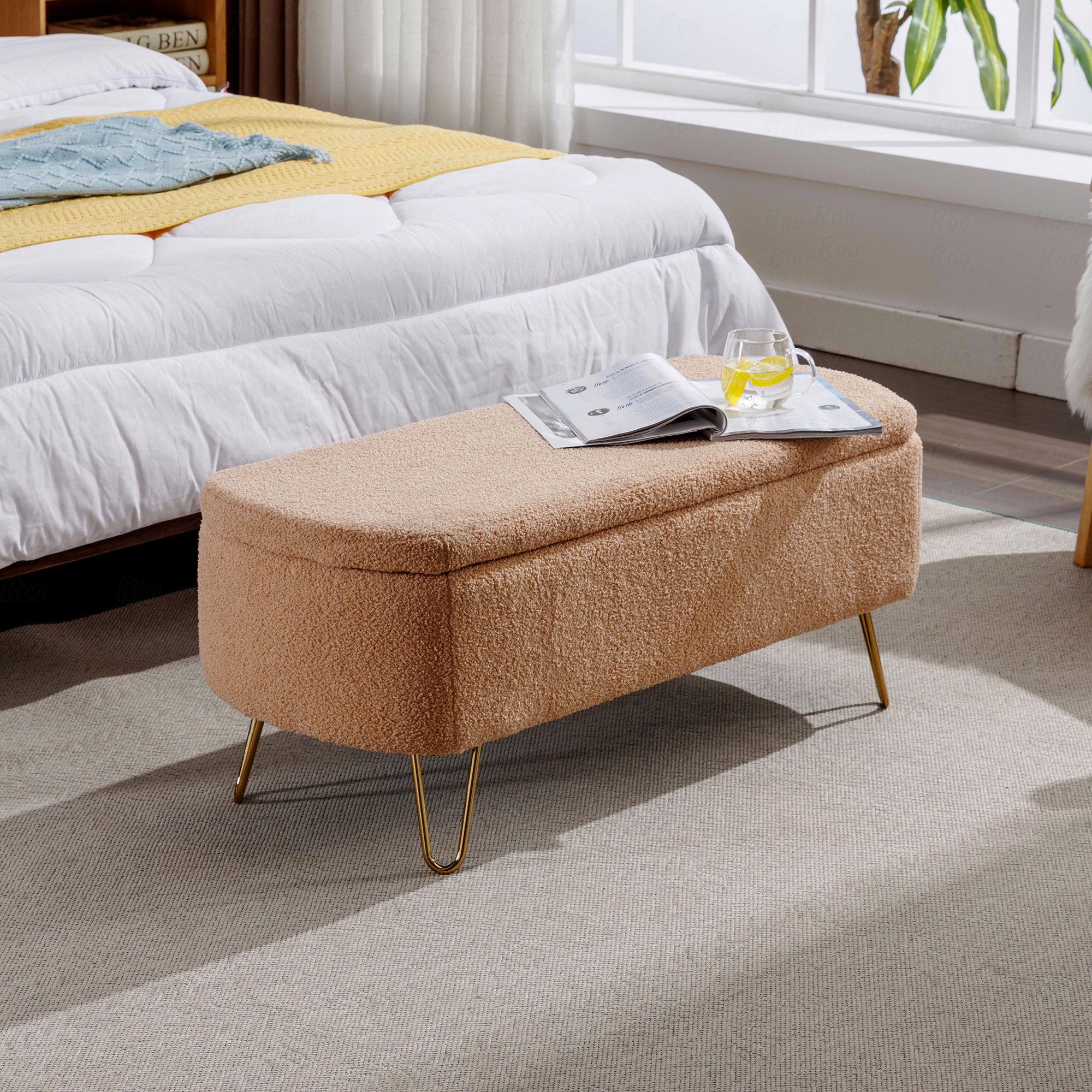 Latitude Run® Basic Ottoman (Bench Type), Grey Storage (Bench Type ...