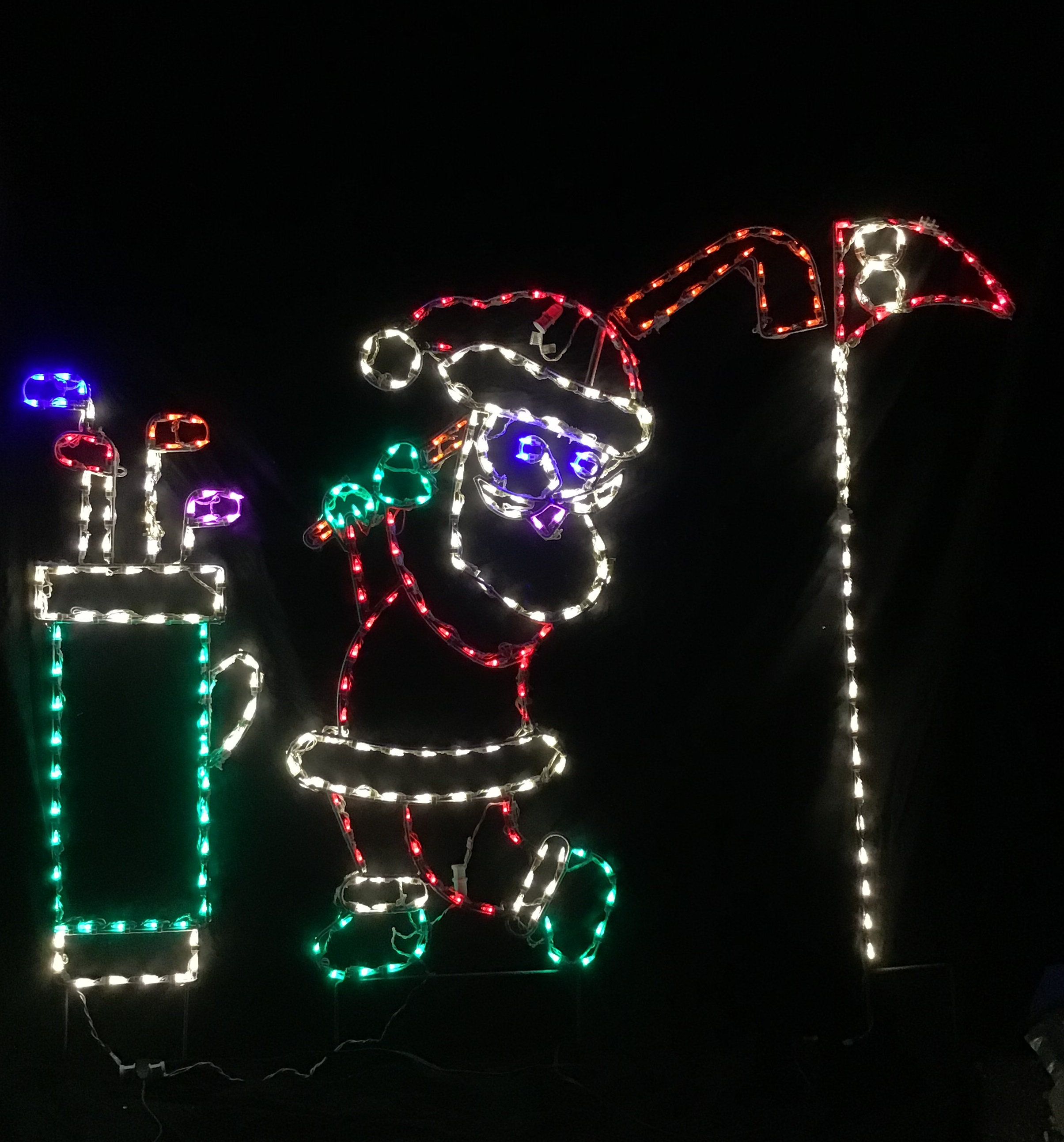 Lori's Lighted D'Lites Santa Golfing with Bag and Flag Set Christmas ...